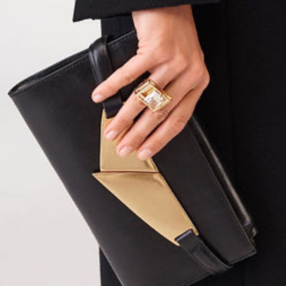 Zara | Jewelry | Zara Collection 4 Gold Rectangular Rhinestone Ring New ...